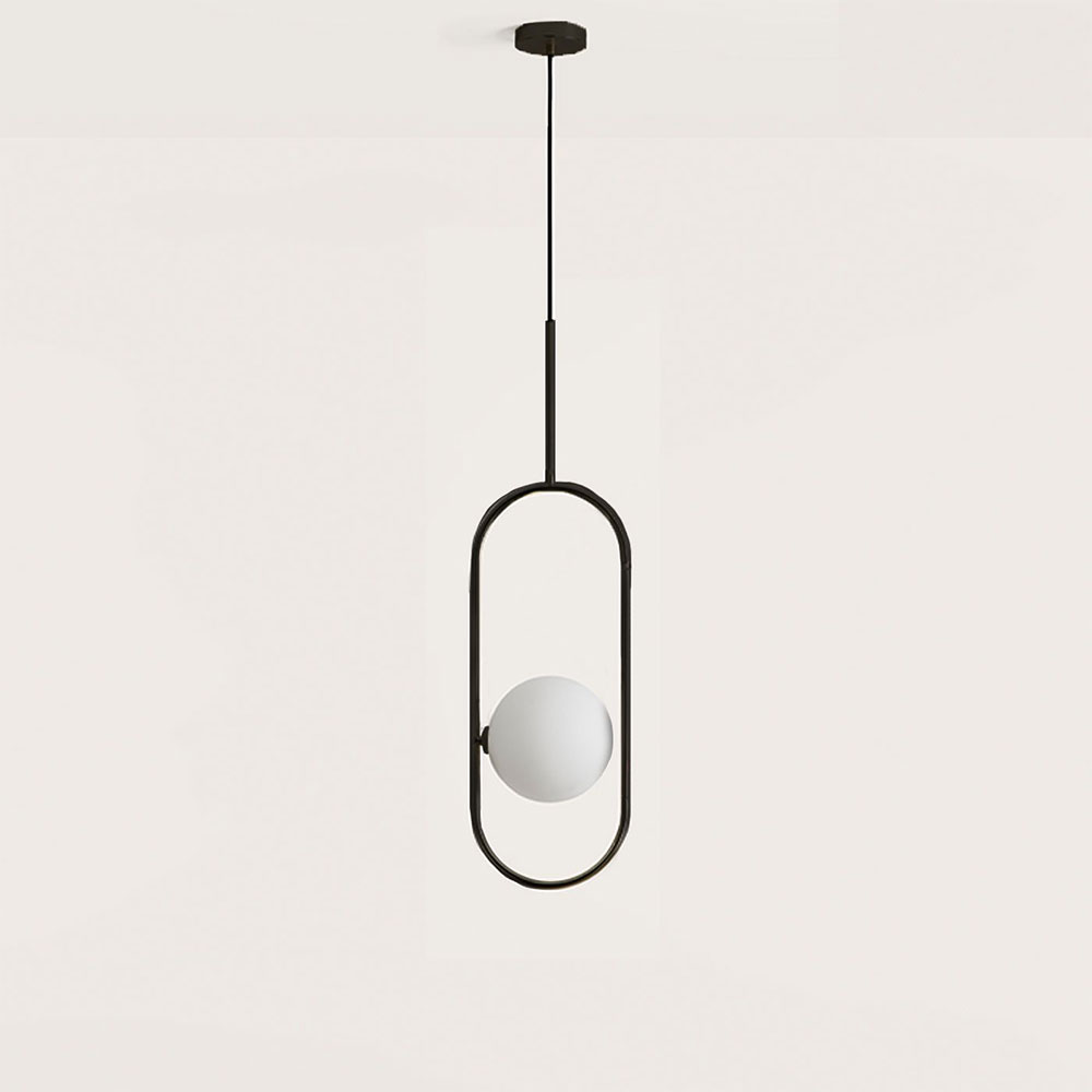 Abbacus 5W LED Pendant Matt Black / Opal Glass - ARO.C1258/1/NEG