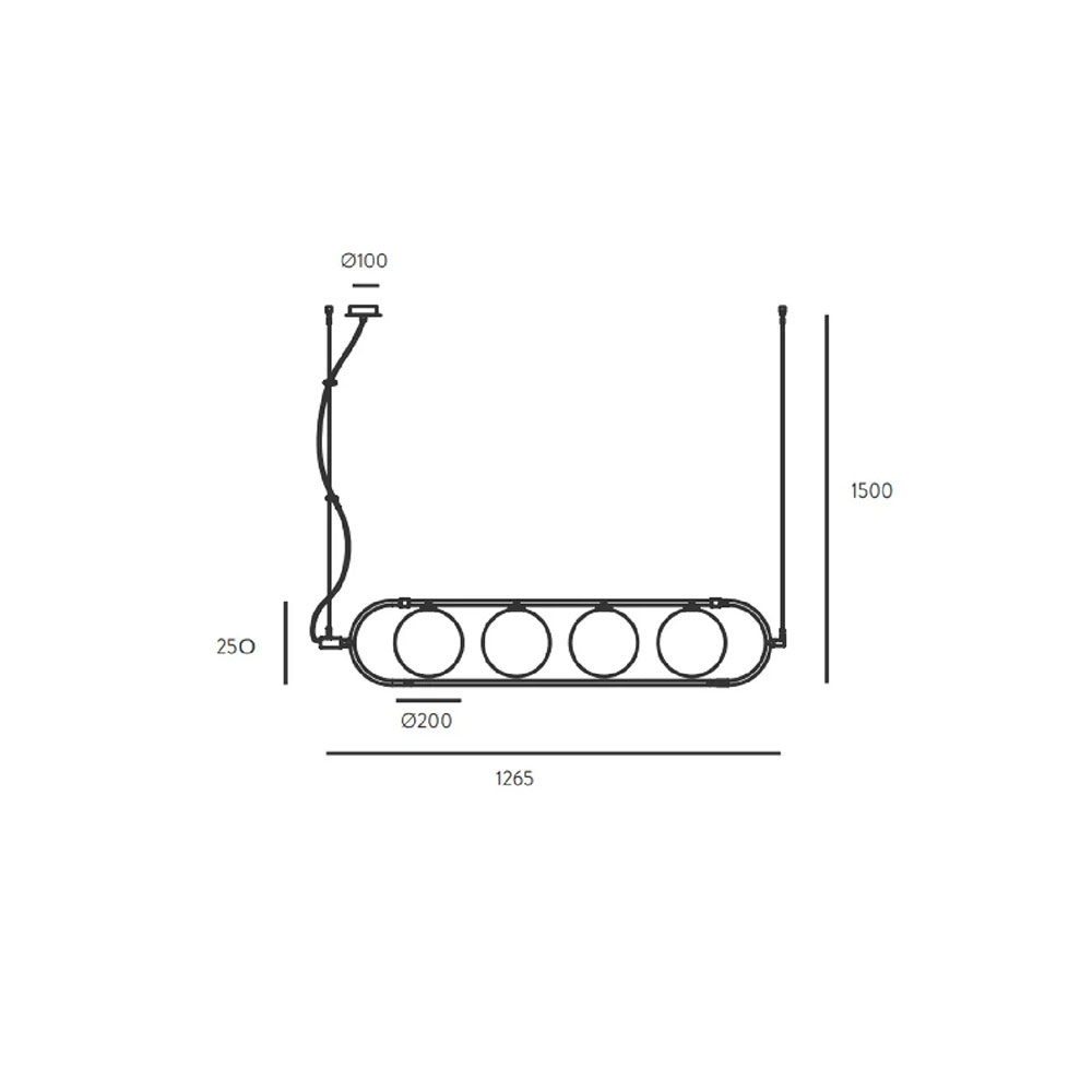 Abbacus 4 Light LED Linear Pendant Matt Black / Opal Glass - ARO.C1258