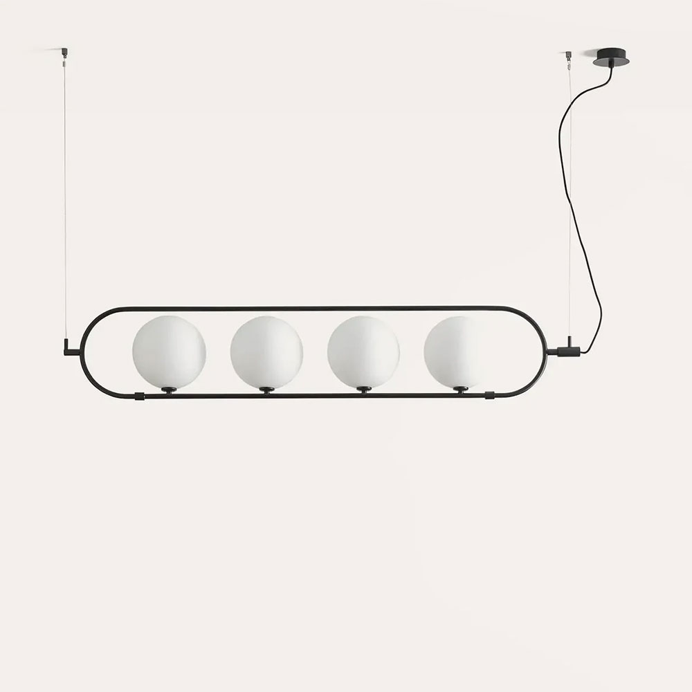 Abbacus 4 Light LED Linear Pendant Matt Black / Opal Glass - ARO.C1258