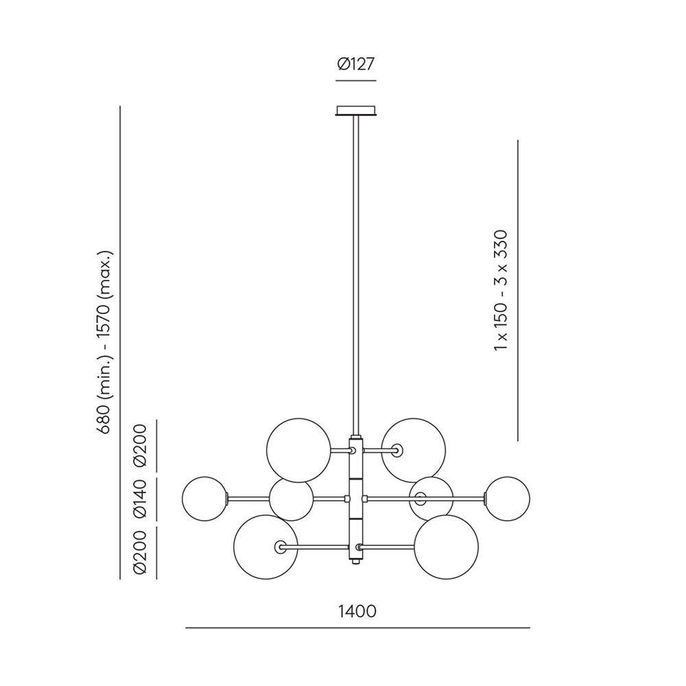 Atom 5W LED Pendant Lamp Matt Brass / Opal - ARO.C1214/8/ORO/OPAL