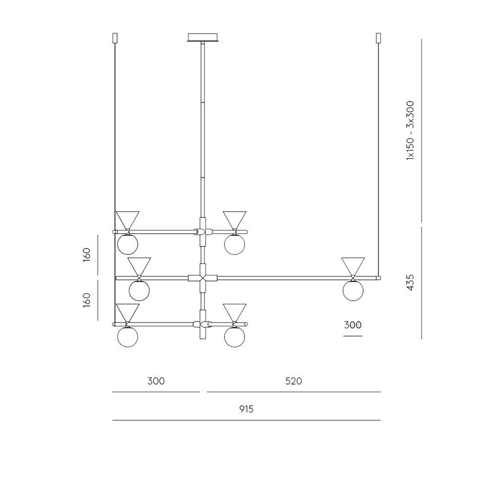 Oneta 6 Light LED Pendant Matt Black - ARO.C1299/6/NEG