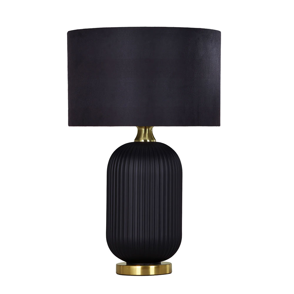 Interior Drum Shade Ceramic Base Table Lamp Black - LUSSO-T2
