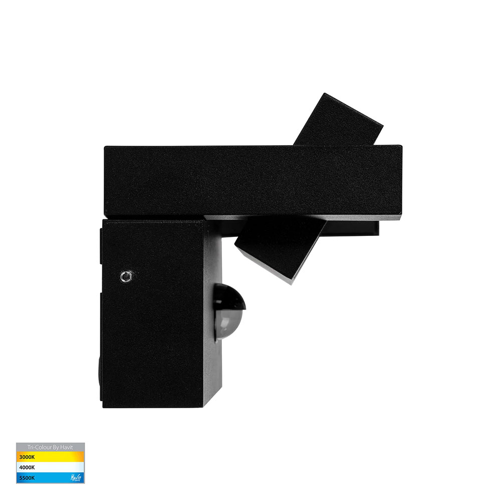 Locu 36W LED Floodlight With Sensor Black / Tri-Colour - HV3733T-BLK-P