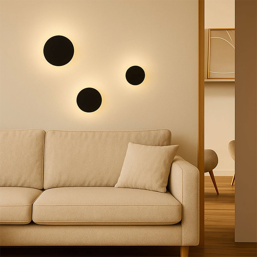 Orlan 180mm LED Colour-Shifting Disc Wall Sconce Black Medium - LLOL04