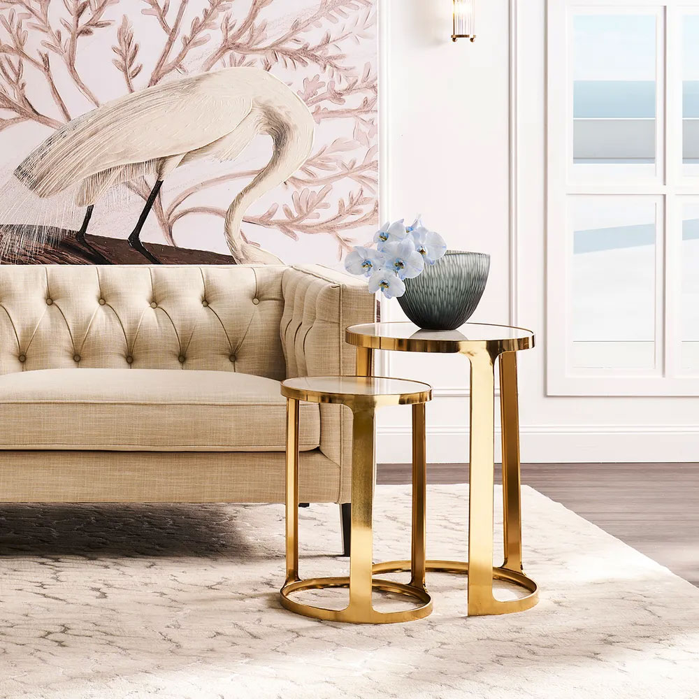 Isabelle Marble Nesting Side Tables Gold - 33369