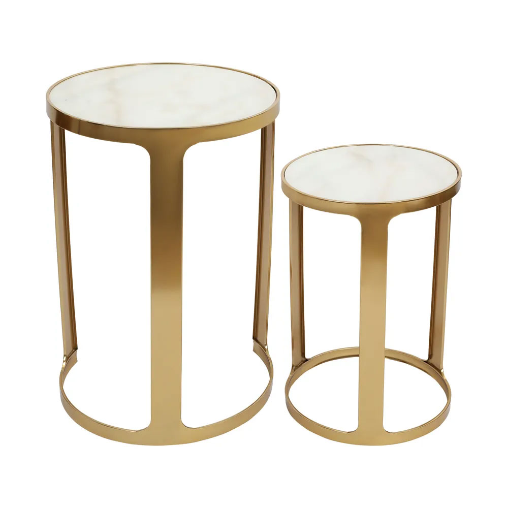 Isabelle Marble Nesting Side Tables Gold - 33369