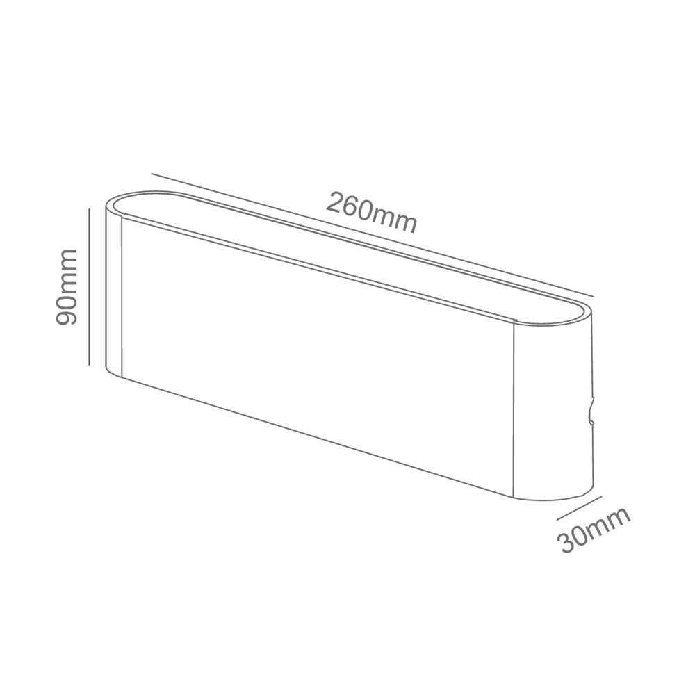 Lynx Large 12V / 24V DC 24W Up & Down Wall Light Black / Tri-Colour