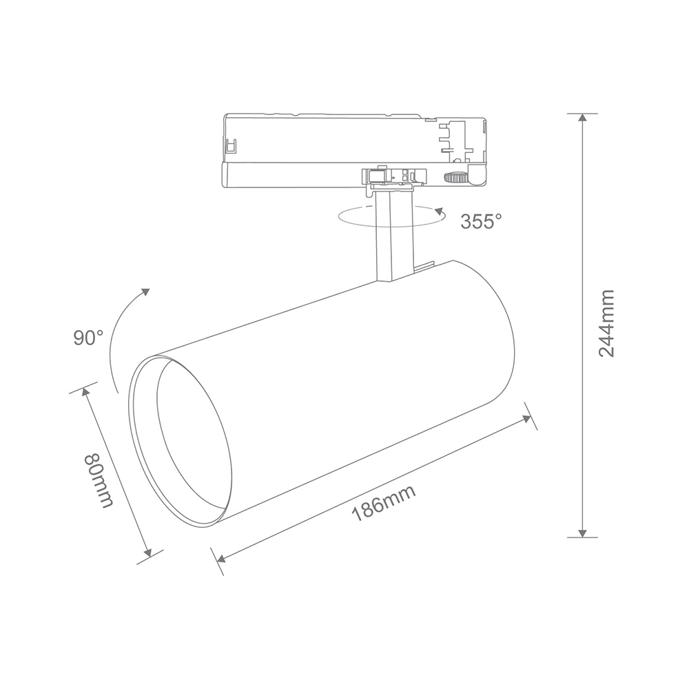 Thor-Pro-32-Track Dimmable LED Track Light Black / Tri-Colour - 52565