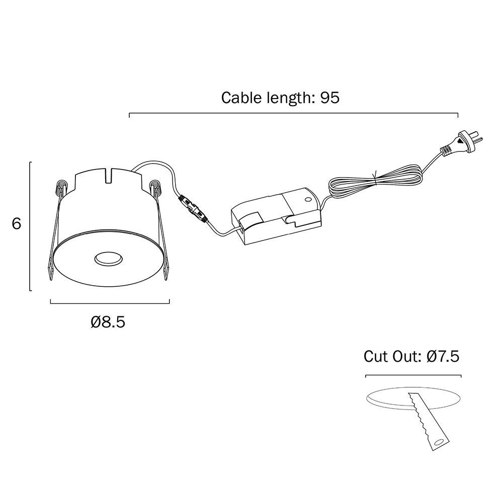 Pira 85 Pinhole Downlight White - PIRA DL85-WH93