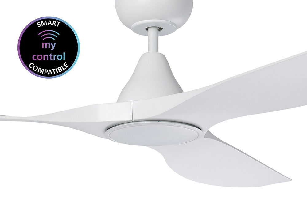 Surf 72" DC Ceiling Fan With 20W Dimmable LED Matt White / Tri-Colour ...