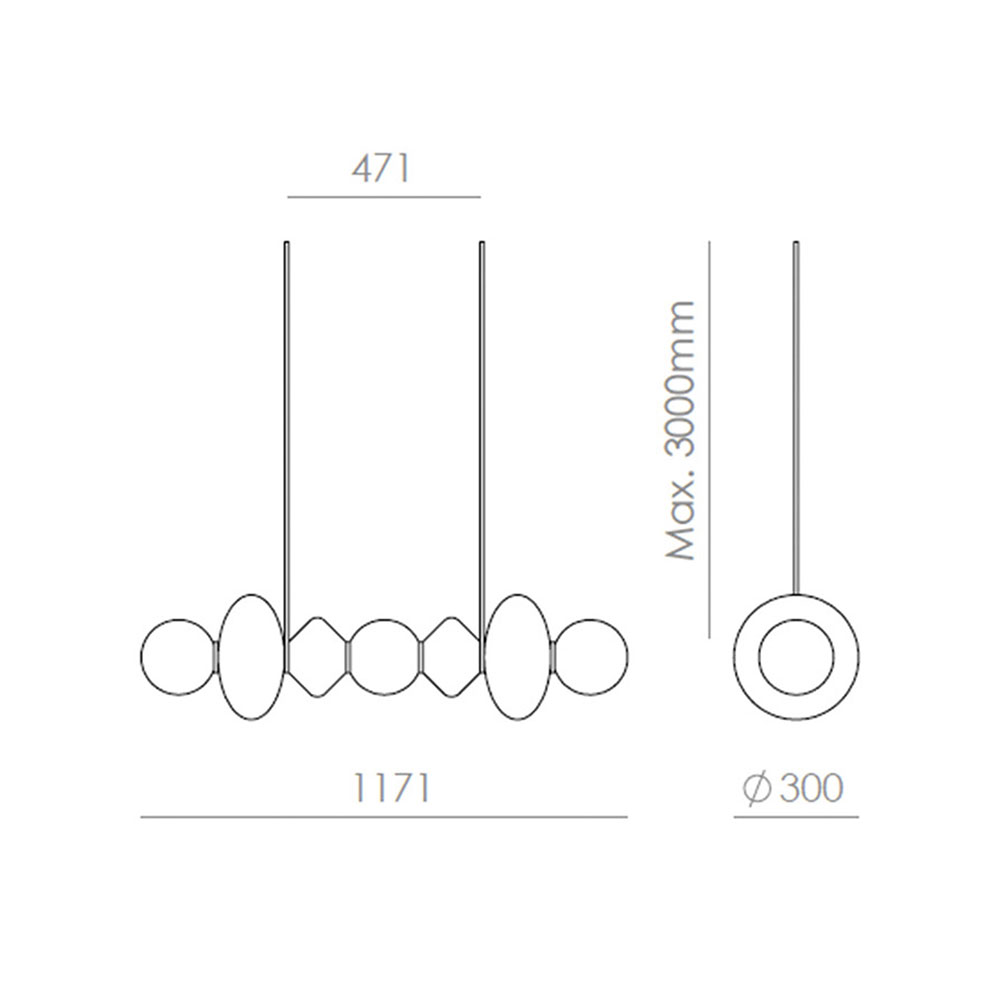 Mapi 3 Light LED Linear Pendant Matt Black / Clear - ARO.C1235/CLR ...